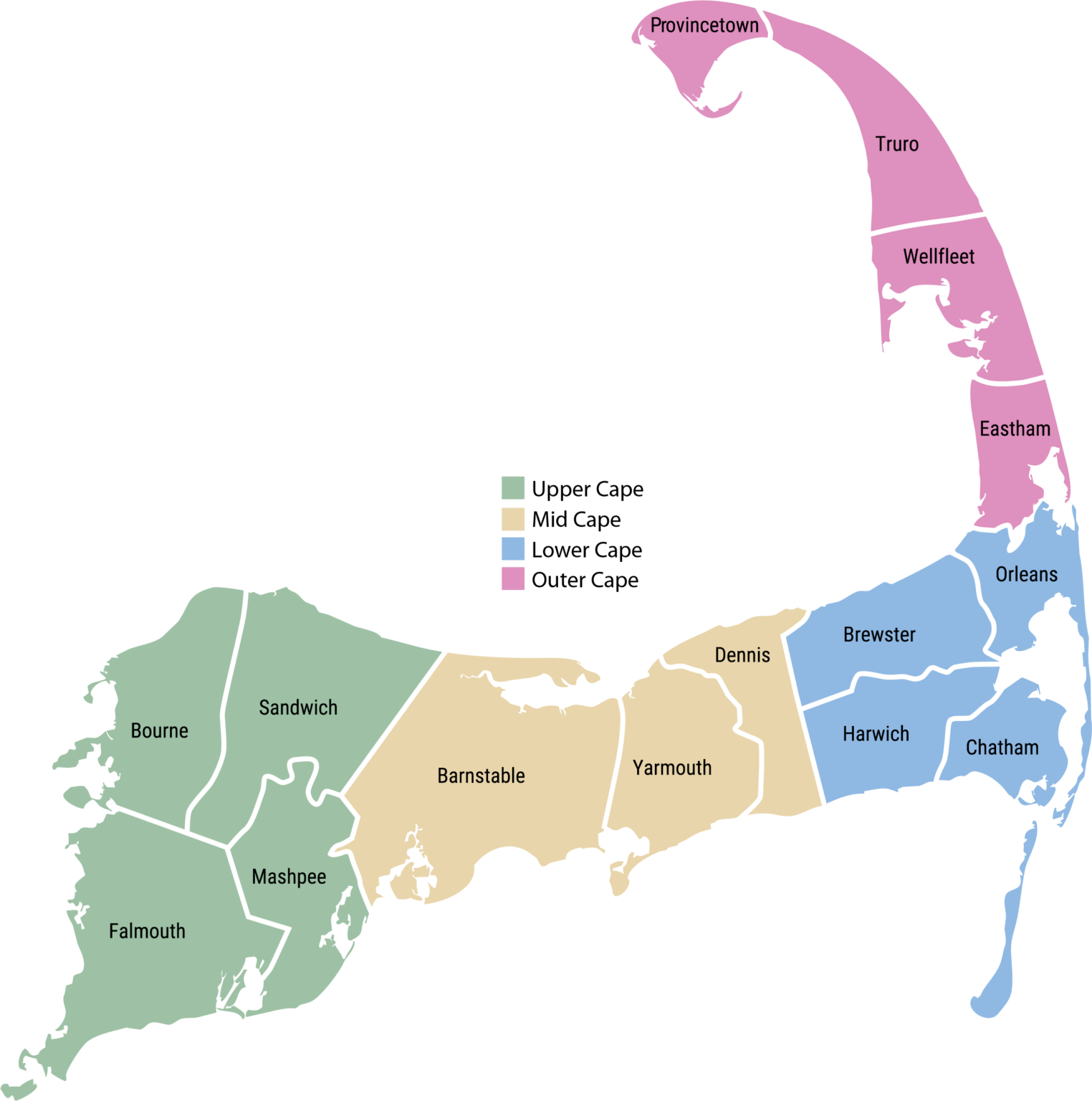 Town Map of Cape Cod - Pretty Picky Home Rentals
