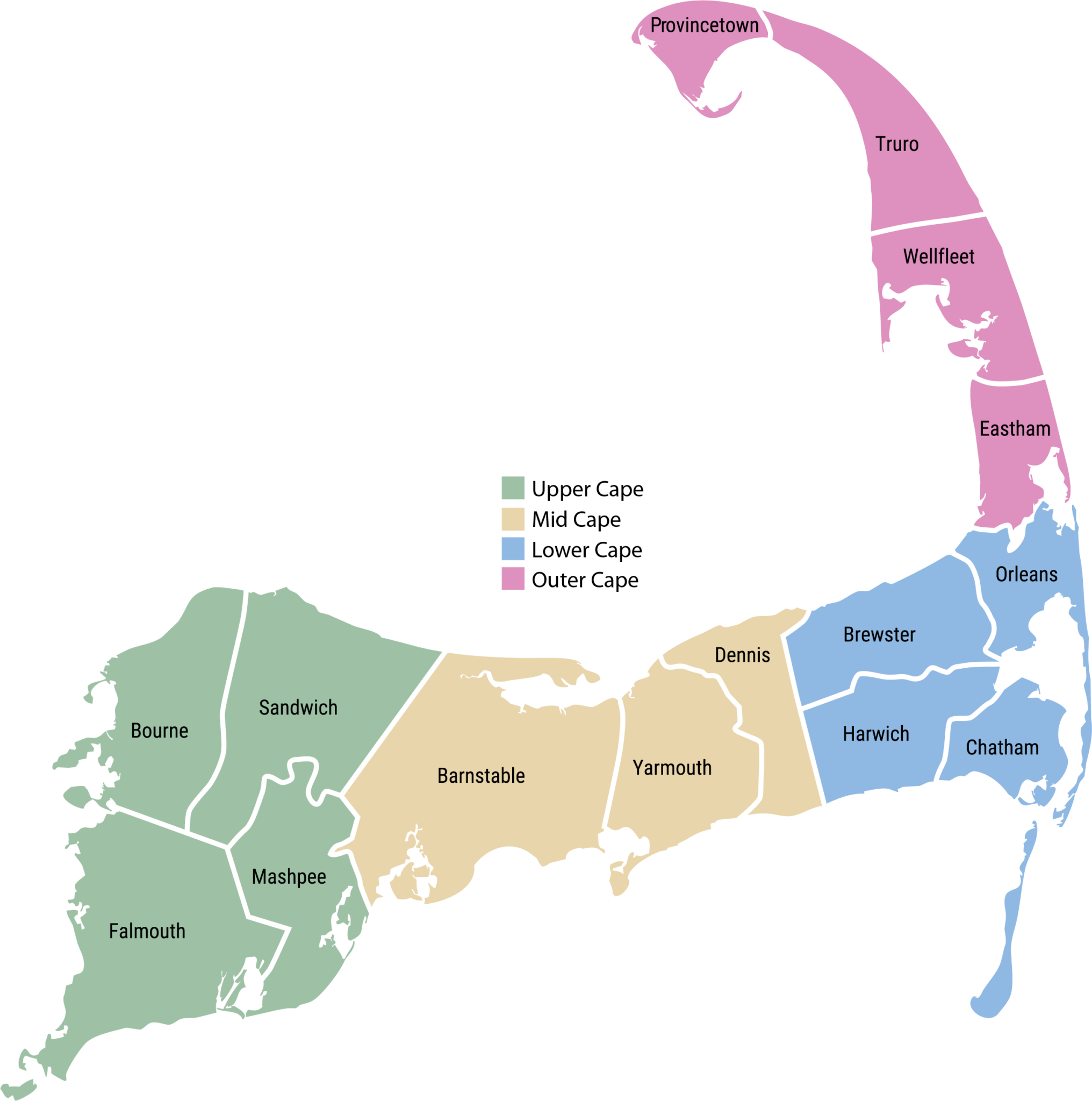 Town Map of Cape Cod - Pretty Picky Home Rentals